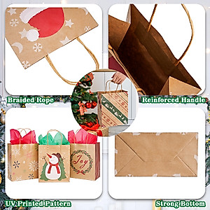 30 Christmas Kraft Gift Bags for Holiday Paper Gift Bags