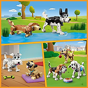 LEGO Creator 3 in 1 Adorable Dogs Set 31137 with Dachshund, Pug, Poodle Figures, Animal Building Toy for Kids Ages 7 and Up, Gift for Dog Lovers, Easter Gift Idea