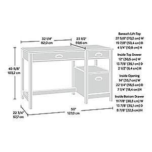 Sauder Harbor View Lift Top Desk, Salt Oak finish