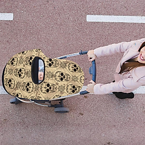 Vintage Sugar Skull Baby Car Seat Cover for Baby Boys and Girls Breathable Lightweight Carseat Cover Baby Carrier Cover Soft Flexible for Girls Boys