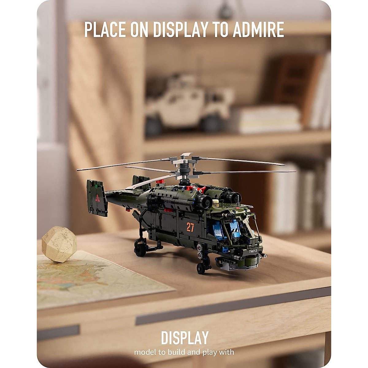 Nifeliz Ka-27 Helicopter, Military Helicopter Building Set, Collectible Display Model for Adult Gift Giving (1,800 Pieces)