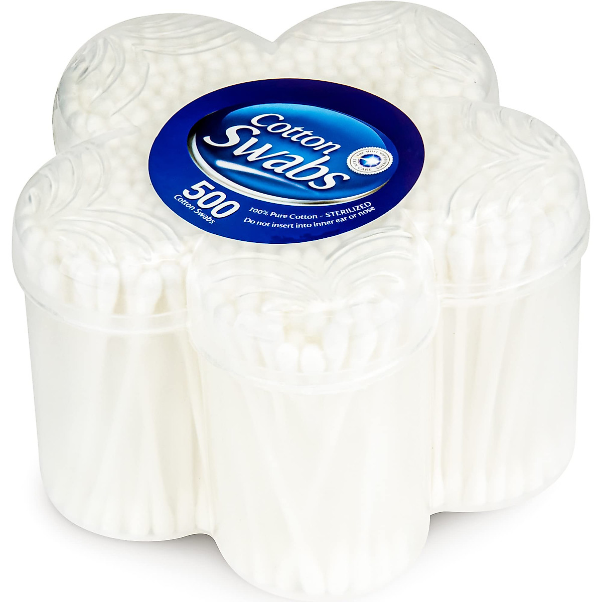 R-NEU 500 Cotton Swabs, Doubled Tipped, Sterilized, 100% Pure Cotton Qtips for Cleaning, Home, Makeup, Pet and Baby Care, Random Color (500 Count)