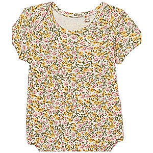 Jessica Simpson Girls' 3-Pack Short Sleeve Bodysuit, Fall Floral, 6-9 Months