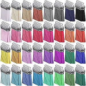 SIQUK 160 Pieces Keychain Tassels Leather Tassel Bulk for DIY Keychain and Craft, 32 Colors