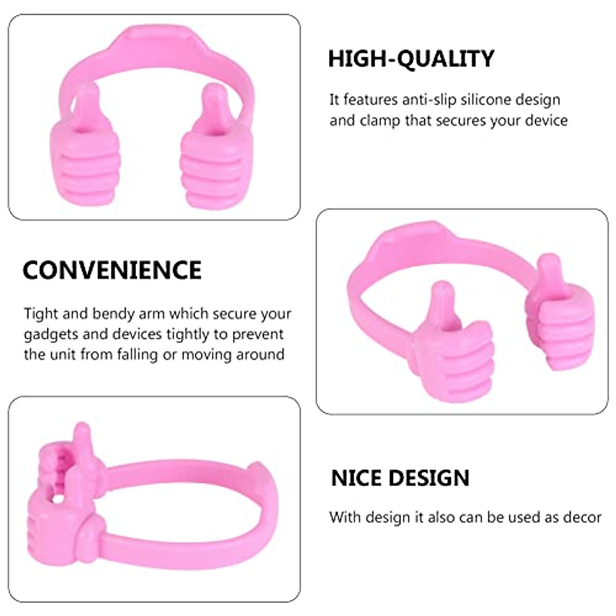 Mipcase Thumbs up Cell Phone Holder Lazy Mobile Phones Stand with Hand Holder Multi-Angle Desktop Tablet Cellphone Thumb Holder for Tablet Smarts Cellphone Travel Pink