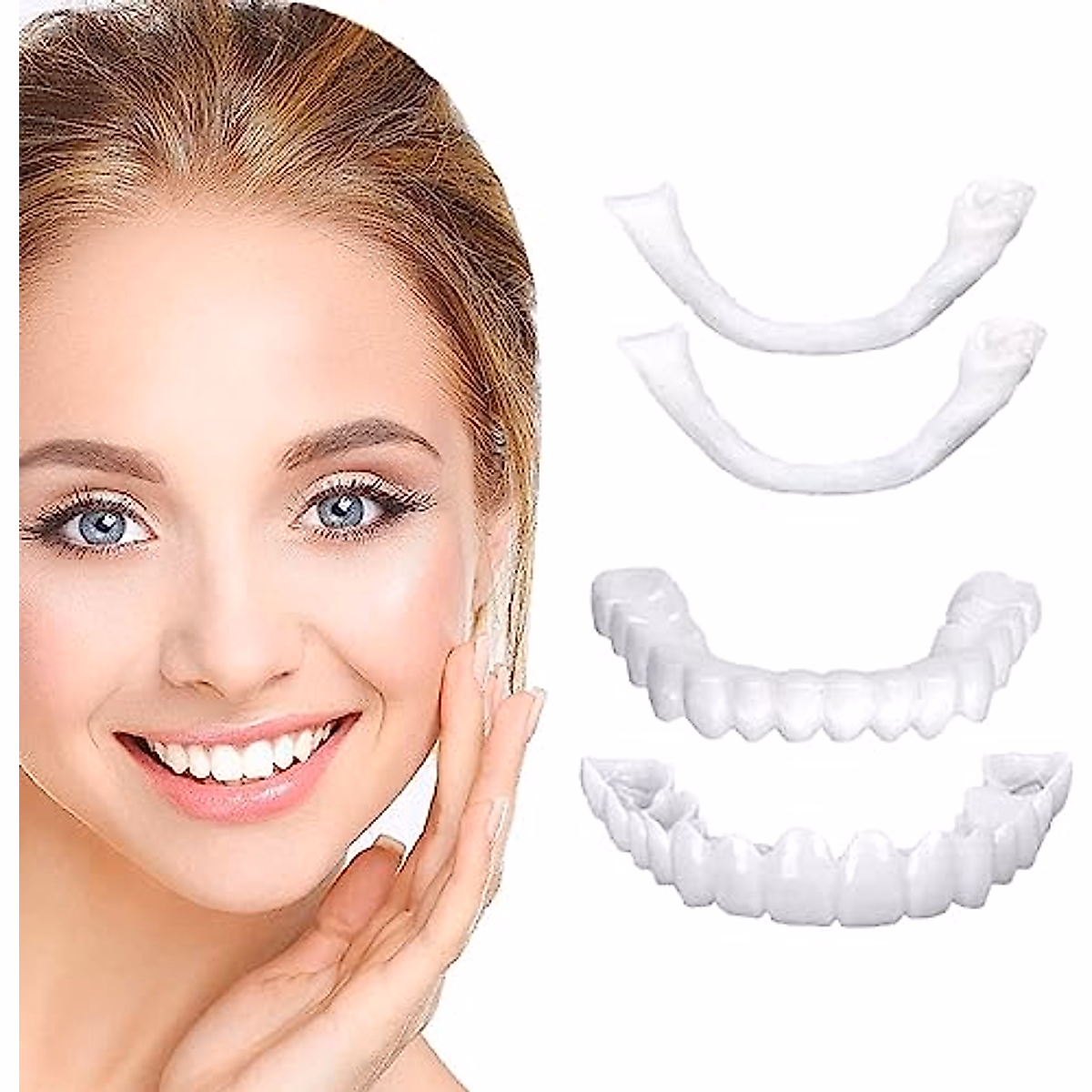 Fake Teeth,2 PCS Dentures Teeth for Women and Men, Dental Veneers for Temporary Teeth Restoration, Nature and Comfortable, Protect Your Teeth and Regain Confident Smile, Natural Shade-2