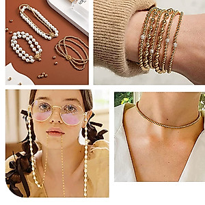 PH PandaHall 300pcs 4mm 14K Gold Plated Brass Beads Long-Lasting Round Smooth Spacer Beads Seamless Loose Ball Beads Gold Metal Beads for Summer Hawaii Stackable Necklace, Bracelet, Earring Making