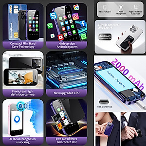 XS14Pro Mini 4G Smartphone 3.0 Inch Quad Core Dual Sim Ultra Thin Unlocked Card Mobile Phone WiFi Bluetooth Hotspot Student Pocket Cellphone Global Version(RAM 3GB+ROM 64GB, Black)