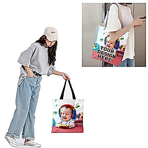 EAQ Personalized Tote Bag Custom Canvas Bag with Photo Reusable Canvas Tote Bags for Daily Use Gifts-Black-Tote Bag