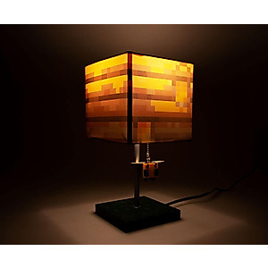 Minecraft Yellow Bee Nest Block Desk Lamp with 3D Bee Puller | Nightstand Table Lamp with LED Mood Light for Bedroom, Desk, Living Room, Playroom | Home Decor Kids Room Essentials | Video Game Gifts