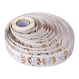 Avamie 1000 PCS Thank You Stickers Rolls, 1.5 inch Thank You for Supporting My Small Business Stickers, 16 Unique Designs, Thank You Stickers Labels 2 Rolls (Floral and Greenery)