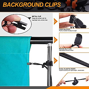 Rustark 22Pcs Backdrop Clips Clamps Elastic Photo Clips Holder Clips Assortment Kit with Curtain Clips Backdrop Rings Large Backdrop Spring Clamps Clips for Photography Video Studio Photo Backdrop