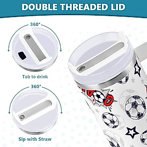 ARGTILDN 30 oz Tumbler Football Game Soccer Insulated Travel Mug with Handle and Straw Lid Stainless Steel Vacuum Coffee Cup Tea Beverage Container Water Bottles for Car Sports office