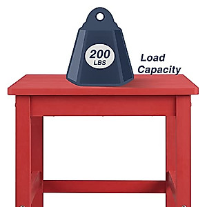 Psilvam Oversized Outdoor Side Table, 19.68" Poly Lumber Adirondack Side Table, Weather Resistant Patio Side Table for Poolside, Garden and Front Porch (Red)