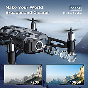 HR Drone For Kids With 1080p HD FPV Camera,Mini Quadcopter For Beginners With Altitude Hold,One Key Start/Land,Draw Path,2 Modular Batteries,Remote Control Toys Gifts for Boys Girls