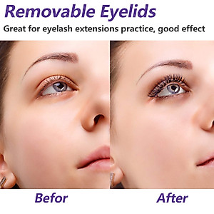 WBCBEC 3 Pairs Replacement Eyelids for Mannequin Head Removable Realistic Eyelids with Eyelashes Mannequin Head Eyelids for Eyelash Training Practice Makeup Eyelash Extensions