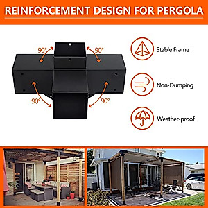 ITeVe.GD Pergola DIY Kit,2 Pcs 4-Way Right Angle Corner Brackets Elevated Wood Stand with Screws for 4"x4"(Inner Size:3.5"x3.5") Wood Beams,Pergola,Garden,Lumber&Metal Gazebo……