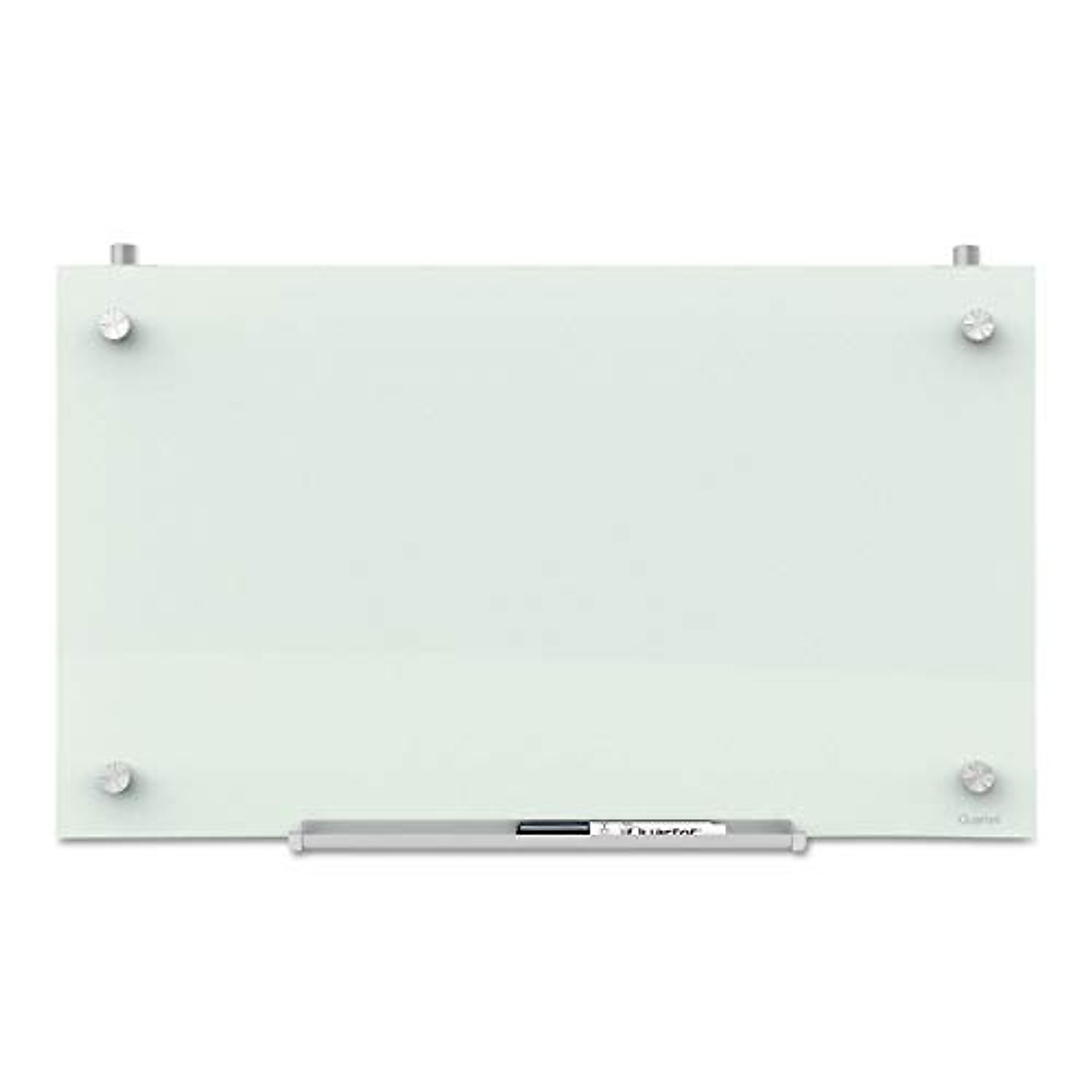 Quartet Whiteboard, Glass Dry Erase Board, Magnetic, 30" x 18", Infinity Frameless Mounting, White Surface, Accessory Tray, 1 Dry Erase Marker and 2 Glass Board Magnets (PDEC1830)