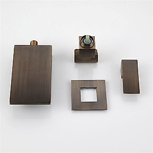 MaGiLL Bathroom Sink Faucet, Brass Wall Mounted Tub Filler Wall Mount Bathtub Faucets High Flow Roman Tub Faucet with 2 Handles (Black) (Antique Color)