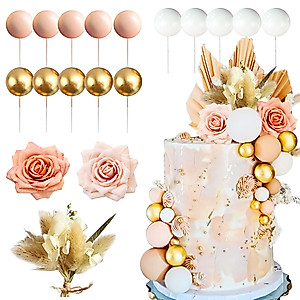 JeVenis Natural White Boho Cake Topper Boho Cake Decorations Cake Flowers Decorations Floral Cake Topper for Baby Shower Wedding Bridal Birthday Party Supplies