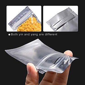 Luckycivia 200 PACK Resealable Clear Ziplock Smell Proof Pouch Aluminum Foil Zip Lock Bulk Food Storage Bag, Plastic Aluminum Material,3x4 inch