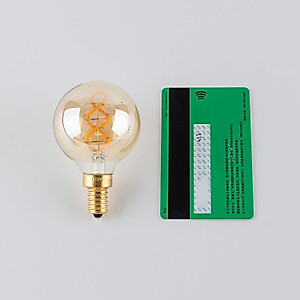 E12 Décor Globe g16.5 G50 Candelabra Light Bulb 4W Dimmable,40 Watts Equivalent,Amber Glass 2200K 300lm,Edison Replacement Globe Bulb for Sputnik Chandelier Vanity Ceiling Fan Light Bulbs,2 Pack