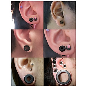 Prjndjw Screw Fit Ear Gauges Kit Surgical Steel Tunnel Expander Earrings Earlobe Plugs Stretching Body Piercing Jewelry Set for Women Men Black 14G-00G 8 Pairs