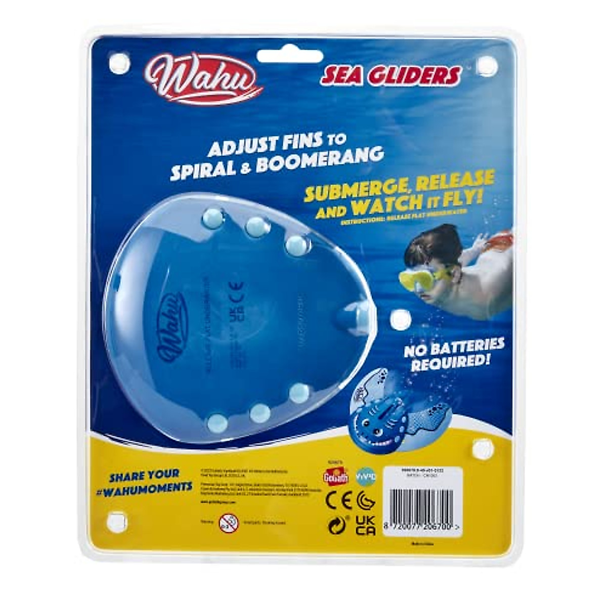 WAHU Sea Gliders Shark - Underwater Pool Toy Glides Up to 60 Feet - Self-Propelled Jet with Adjustable Fins to Spiral and Boomerang