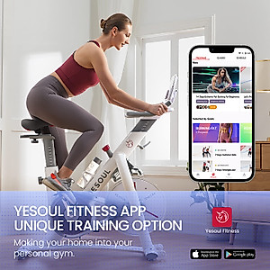 Yesoul S3 Black Exercise Bike For Home Smart White Cycling Bike Magnetic Resistance For Gym Electric Stationary Bike Bluetooth Heart Rate For Women Apartment Workout Bike For Fitness