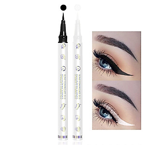 DekRion White Eyeliner & Black Eyeliner Set, Waterproof Liquid Eyeliner Quick Drying Long-lasting Eye Liners for Women Makeup Tool Easy To Use Eyeliner Liquid Set
