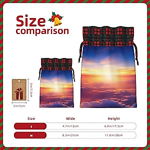 Christmas Gift Bags with Drawstring Burlap Gift Bags Sunrise Over Clouds Christmas Linen Bags for Xmas Party Candy Bags with Cards Xmas Reusable Wrapping Bags Christmas Linen Treat Bags for Holiday