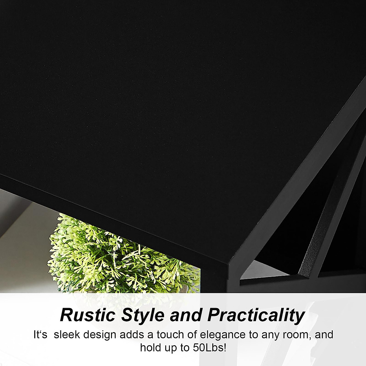 MNEETRUNG Small Bookcase,3 Tier Industrial Bookshelf with Metal Frame and Backboard,Low Black Book Shelf,Small Book case for Small Spaces,Living Room,Bedroom and Home Office