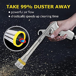 Fochutech Car Cleaning Gun High Pressure Air Blow Gun Interior Car Cleaning Kit Interior Detailing Kit Air Duster Blower Gun Car Duster Air Compressor Needed High Pressure Car Cleaning Tools (Silver)