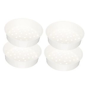 Zerodeko 4 pcs rice cooker steamer food steamer steam basket steamer insert basket steaming rack stand sticky rice steamer basket buns steamer basket veggie steamer liner pp filter white
