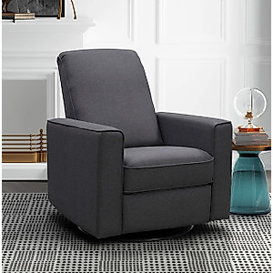 Abbyson Living Hampton Swivel Glider Nursery Recliner - Upholstered, Fully Padded, Reclining Rocking Chair, Grey