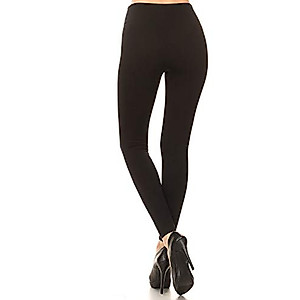 Leggings Depot High Waisted Warm Fleece Lined Leggings Women Tights (Black, One Size)