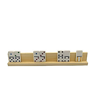 Yuanhe Wooden Domino Trays Set of 4,Wood Domino Racks, Domino Holders for Domino Tiles, Mexican Train, Mahjong, Chicken Foot and Other Domino Games