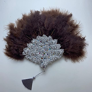 Msbfea Big Size Design African Orange Feather Fan Ladies Wedding Feather Fan for Bride Double Side Feather Nigerian Flower - 35cmx45cm Color 941