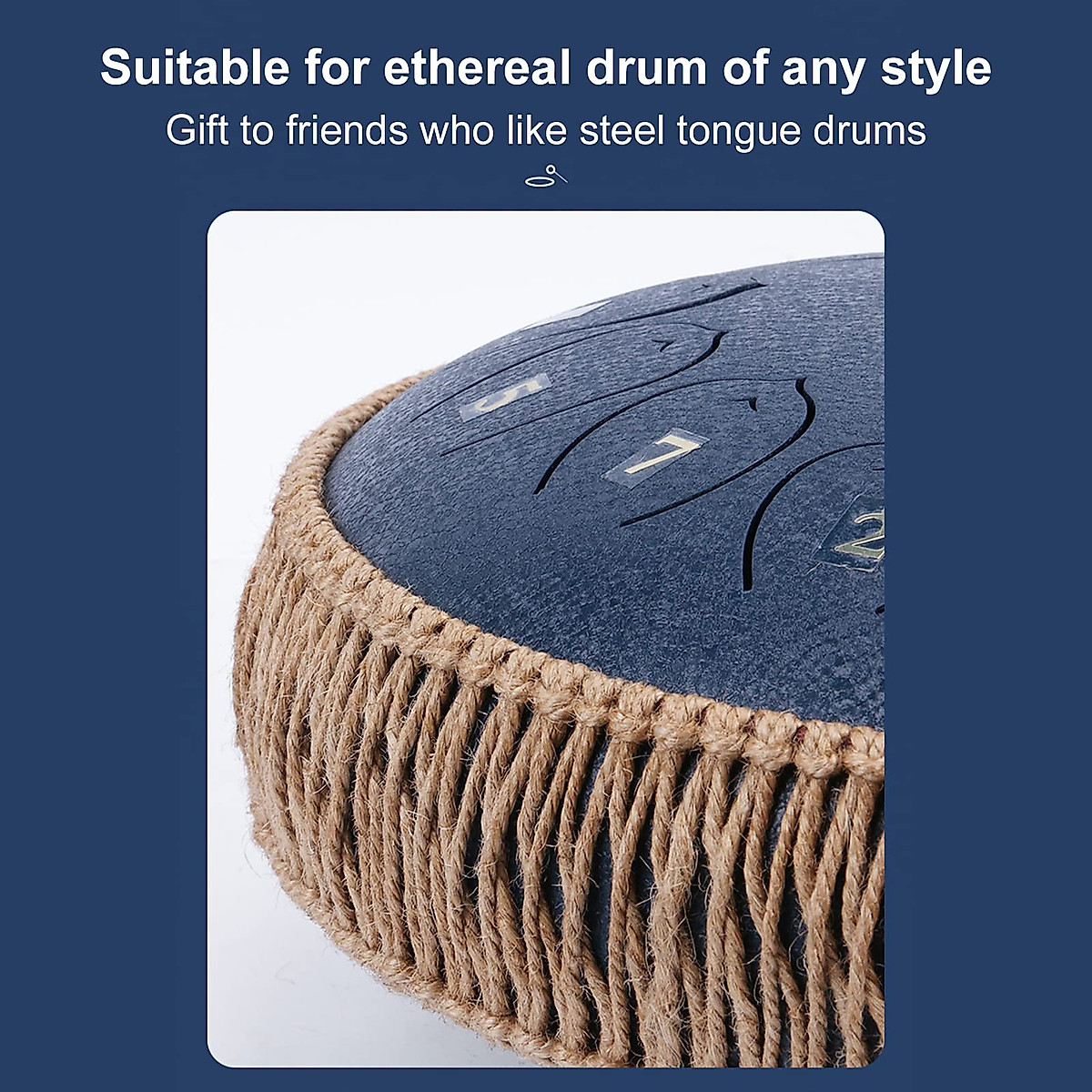 Jacksing Handpan Decoration Rattan Rope, Surround Decor Ring Handmade Braided Steel Tongue Drum Ropes for 13 Tone Drums