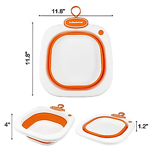 Babyhood Multi-Purpose Collapsible Wash Basin for Kids and Babies, Lightweight Portable Folding Basin for Washing Baby Bottles and Breast Pump Parts and Home Kitchen Outdoor Camping Use (Orange)