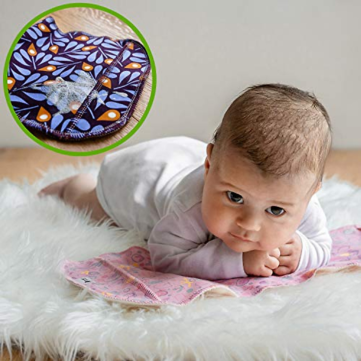 Organic Burp Cloths, 3-Pack of Double Layered Organic Cotton Burp Cloths Boy, Baby Girl Burp Cloths MADE IN EU, Absorbent Burp Clothes Unisex, Soft & Cosy Cotton Burp Cloth, Quick Drying Burping Cloth