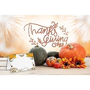 Thanksgiving Day Table Place Card, 25-Piece Tent Style Cards Set, Special Paper Easy-to-Write and Foldable, Seating Cards for Thanksgiving Day Party, Food Labels -G02