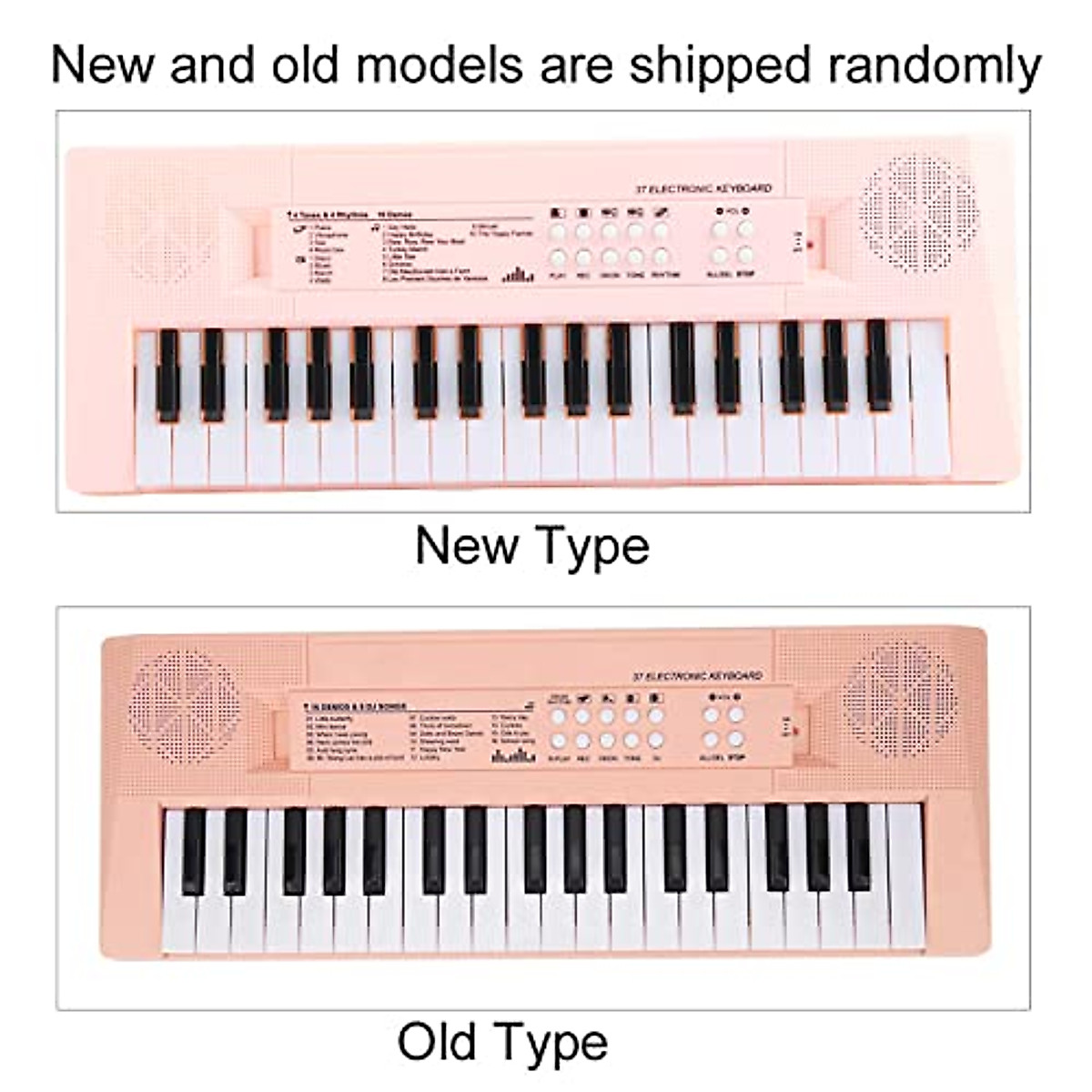 Electric Piano 37 Keys Beginner Electric Keyboard with Microphone, Dual Power Supply System USB Charging or Batteries (Battery Not Included)()