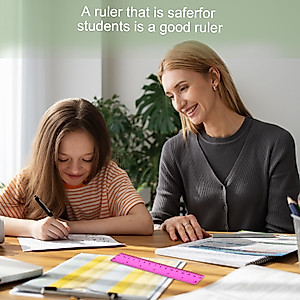 DSLSQD 6 Pack Assorted Color Plastic Rulers - 6 Inch Clear Shatterproof Kids Ruler with Centimeters and Inches