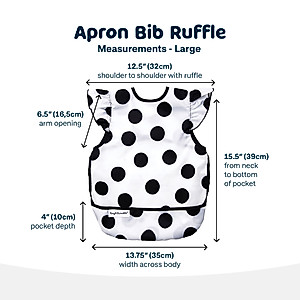 Tiny Twinkle Mess Proof Toddler Bib - Waterproof Baby Apron - Machine Washable - PVC, BPA, & Phthalate Free - Great Travel Bib for Baby Eating - Toddler Food Bibs (French Dot, Large 2-4 Years)