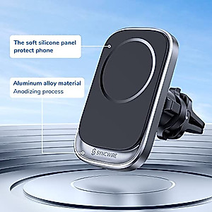 Syncwire Magnetic Wireless Car Charger, Fast Charging, Compatible with MagSafe Car Charger, 360° Adjustable Air Vent Mount for iPhone 13/13 Pro/13 Pro Max/12/12 Pro/12 mini/12 Pro Max, Black