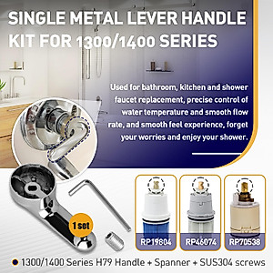 H79 Single Metal Lever Handle Kit - Chrome Finish Compatible with Delta 1300/1400 Series H79 Handle Replacement Part for Delta Tub with Ease- Bathroom Accessories Chrome