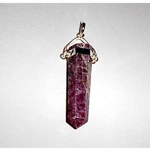 Sublime Gifts Premium Lepidolite Crystal Healing Cut Gemstone Point Pendant with Decorative Swinging Silver Metal Bail
