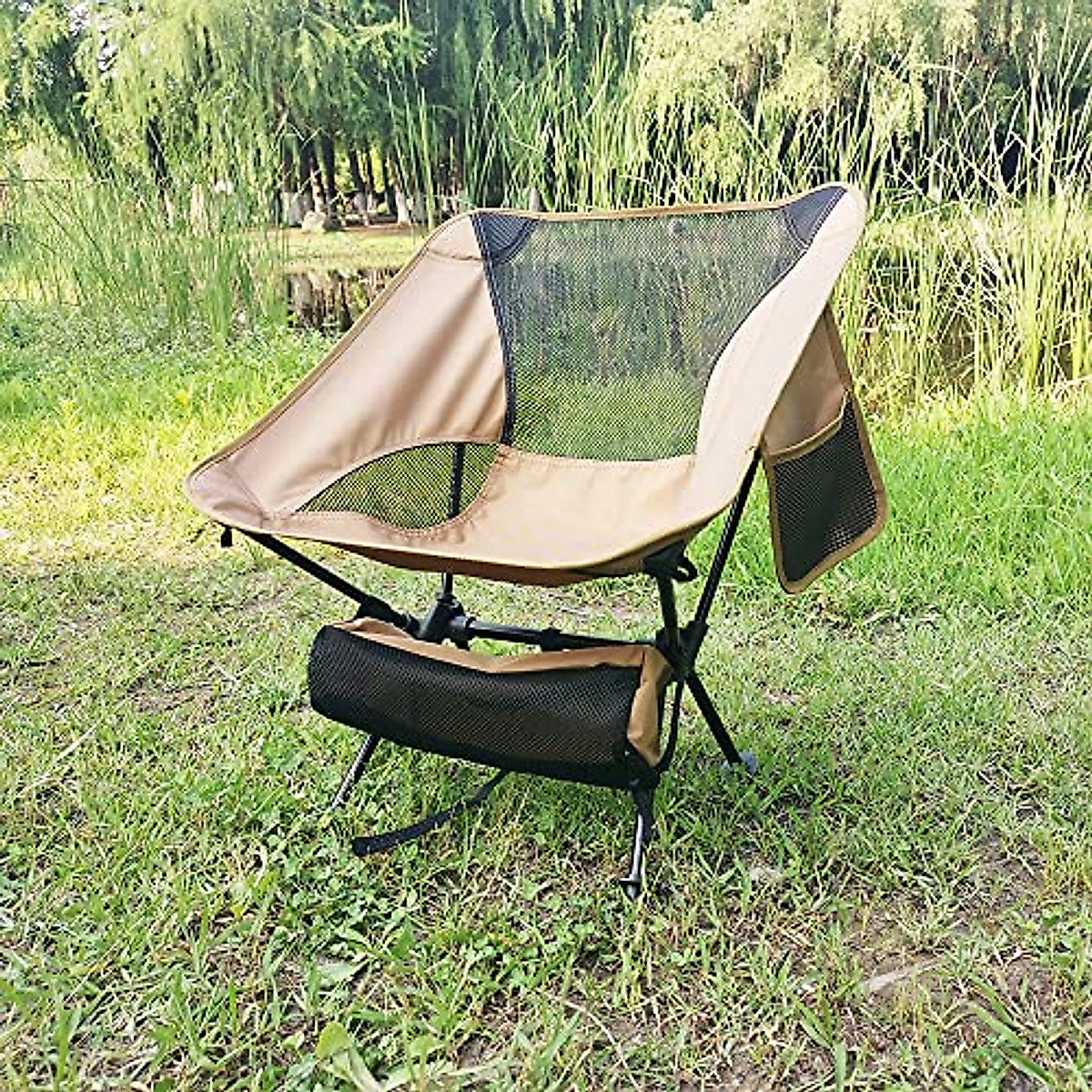 ALKISS Portable Outdoor Camping Chairs Compact Folding Chair Foldable Chair Lawn Chairs Backpack Beach Chairs for Adults Heavy Duty with Side Pockets Camp Chair Lightweight for Hiking Beach Fishing