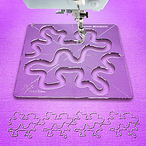 Meander Quilting Templates – Free-Motion Quilt Design – Acrylic Quilting Ruler Template for Industrial and Domestic Sewing Machines – Easy Free-Motion Quilting Learning